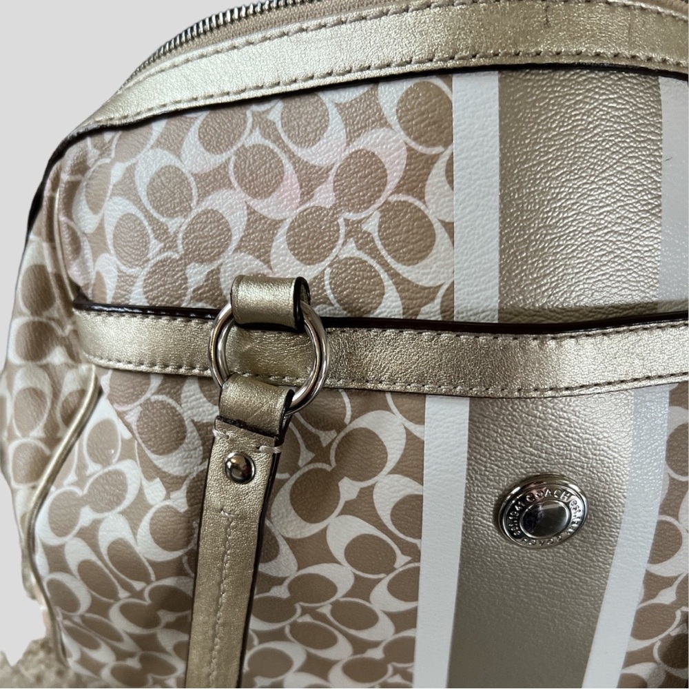 Coach Chelsea Heritage Signature Stripe Satchel. - Gem